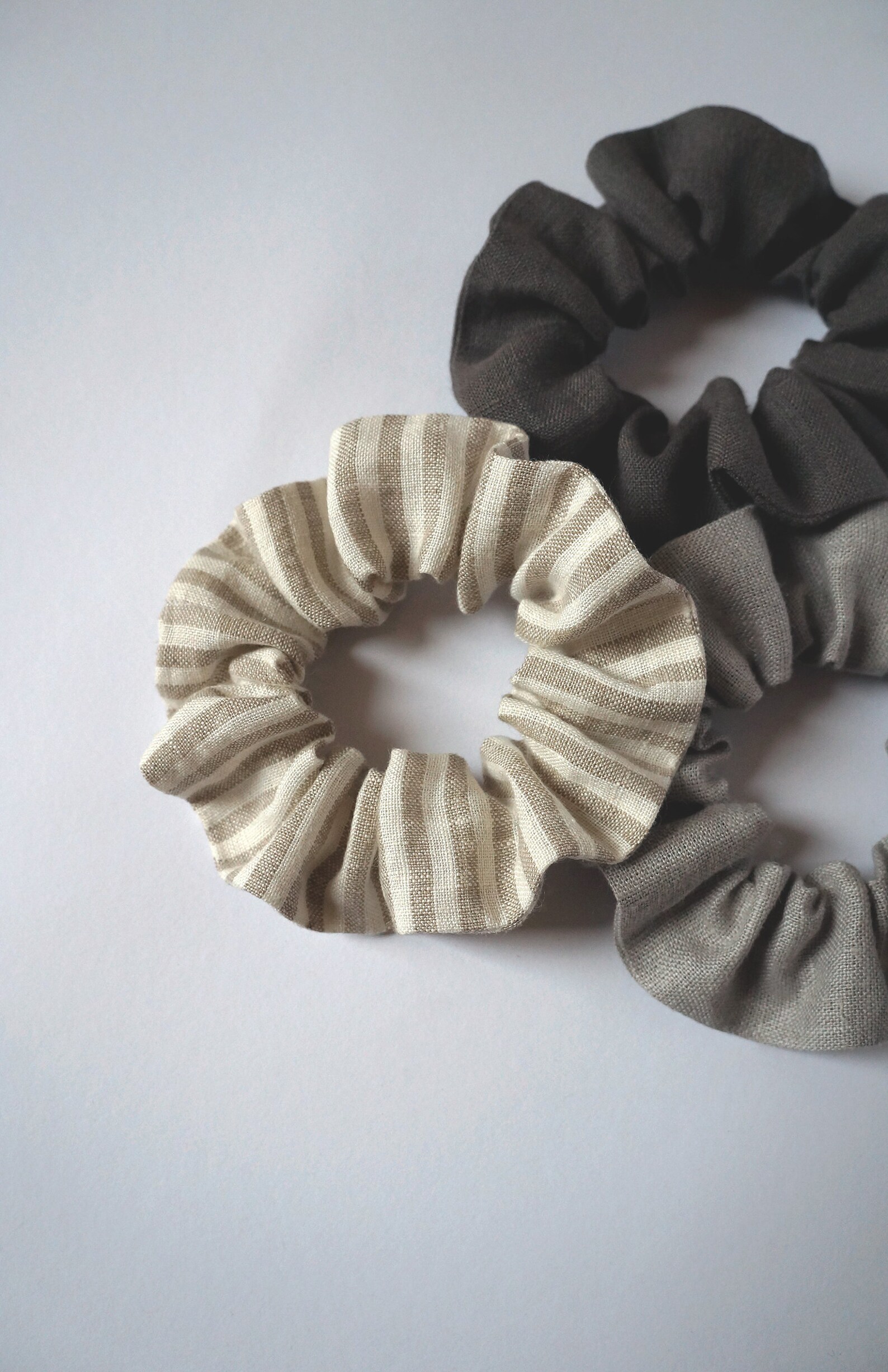 Linen Scrunchie. Linen Hair Tie. Grey Scrunchies Set. - Etsy