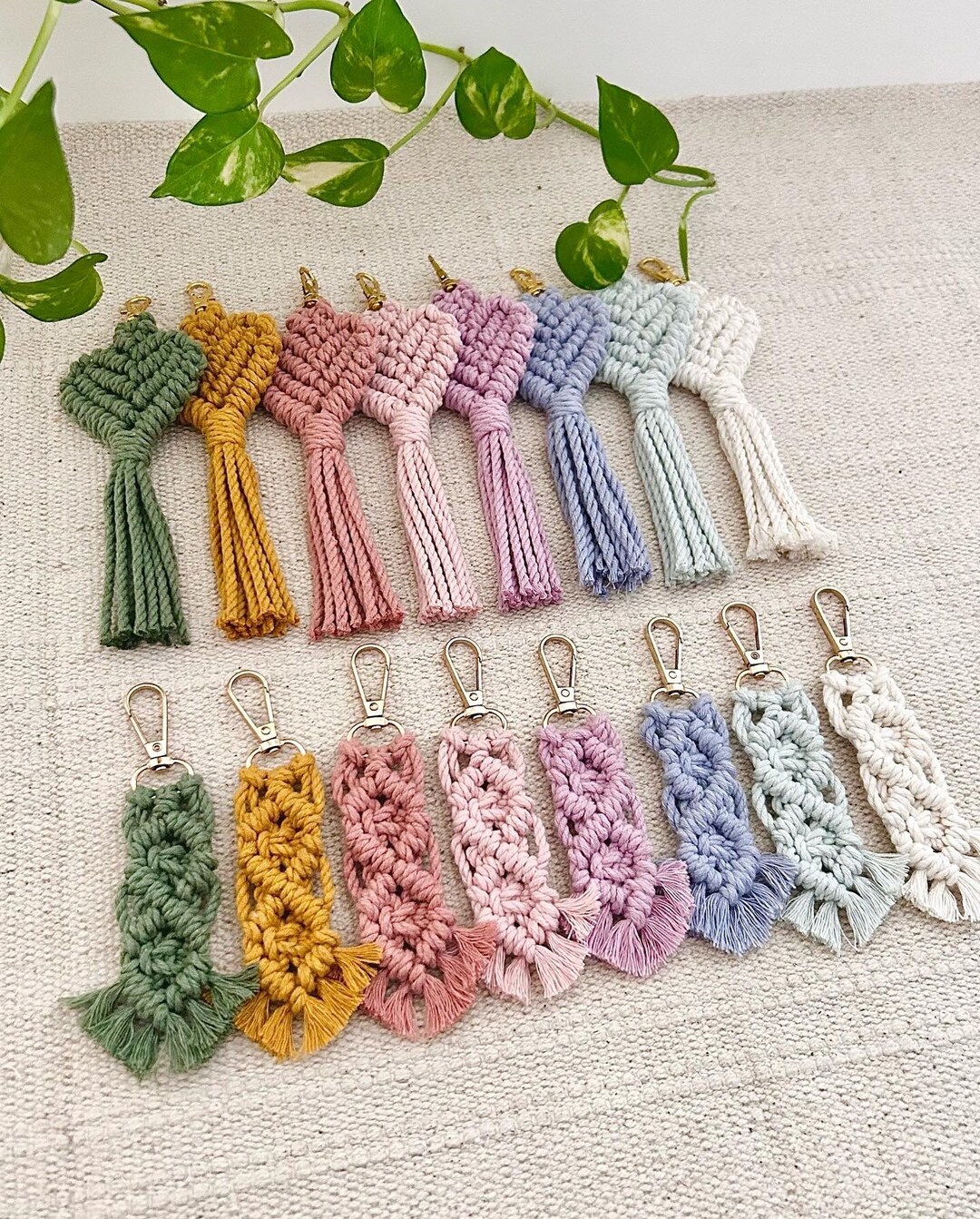 Macrame Key Ring Accessories For Car Or Home Heart Shape Cozy Home