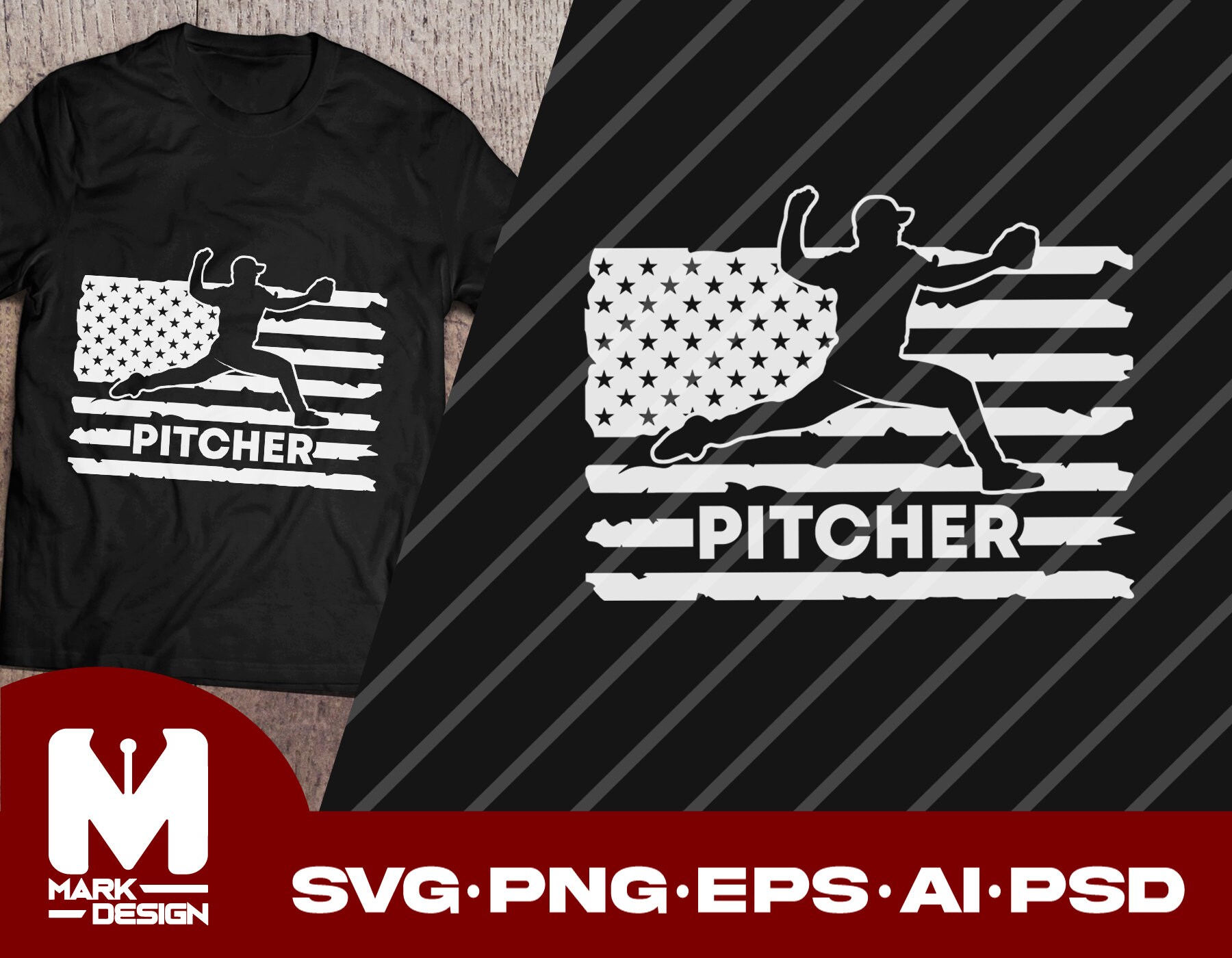 Baseball Svg Baseball Pitcher Svg Distressed American Flag | Etsy