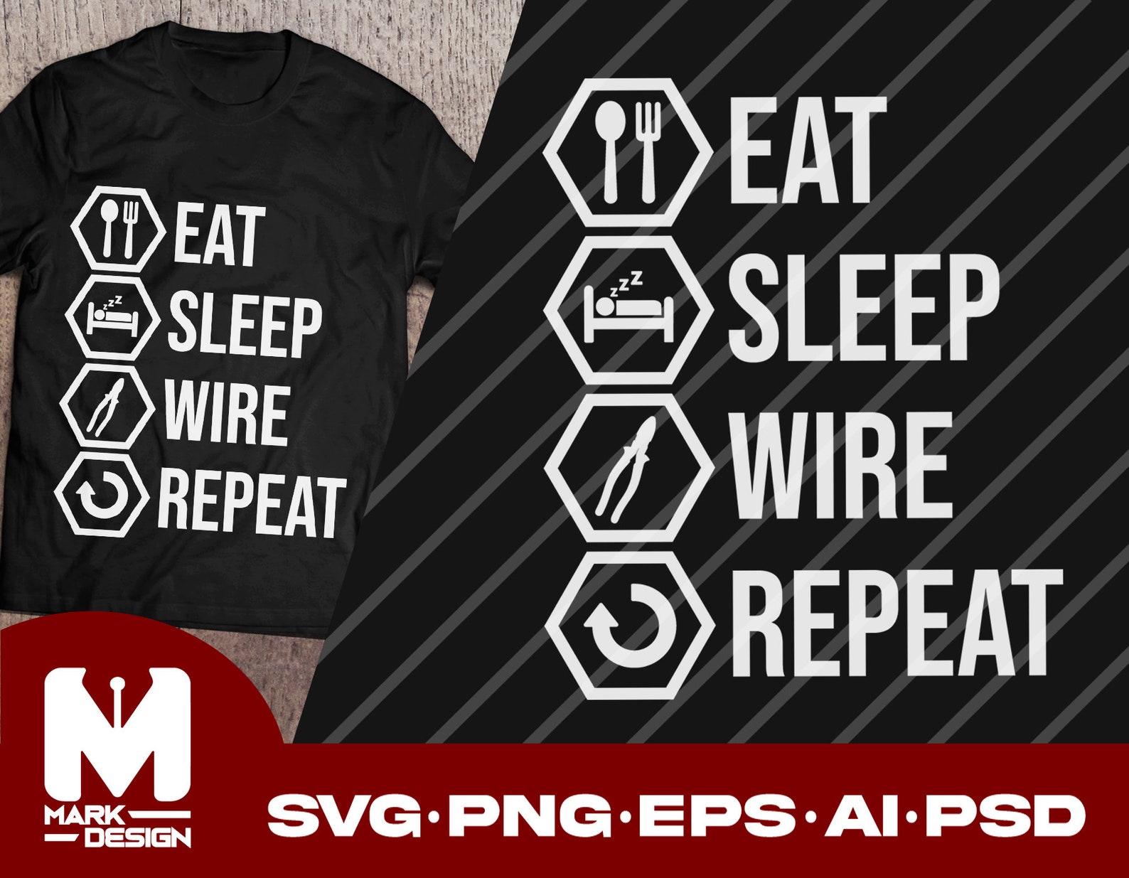 Electrician Svg Lineman Svg Eat Sleep Wire Repeat Svg Design | Etsy
