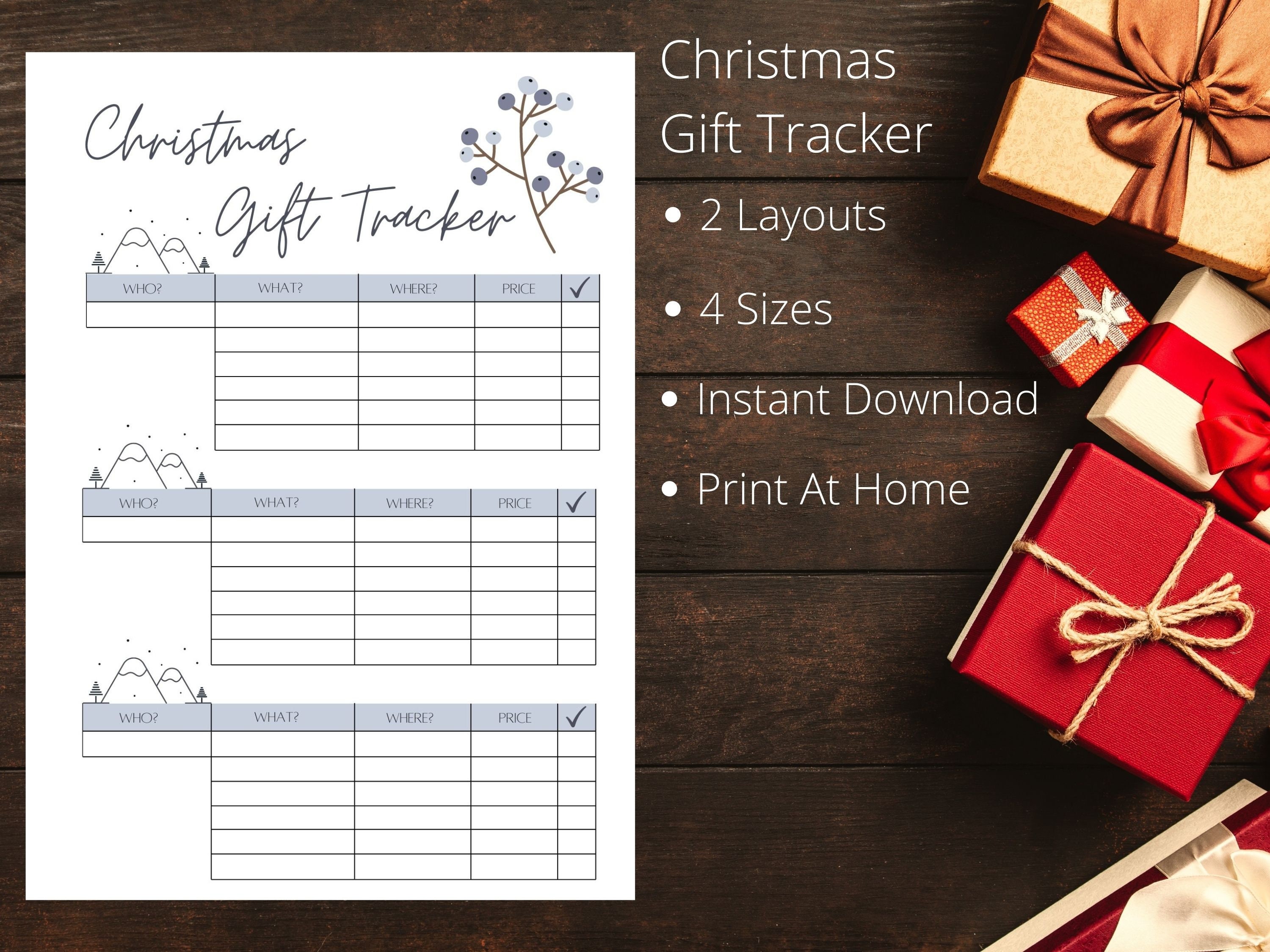 gift planner A4 US letter holiday planner christmas printable printable ...