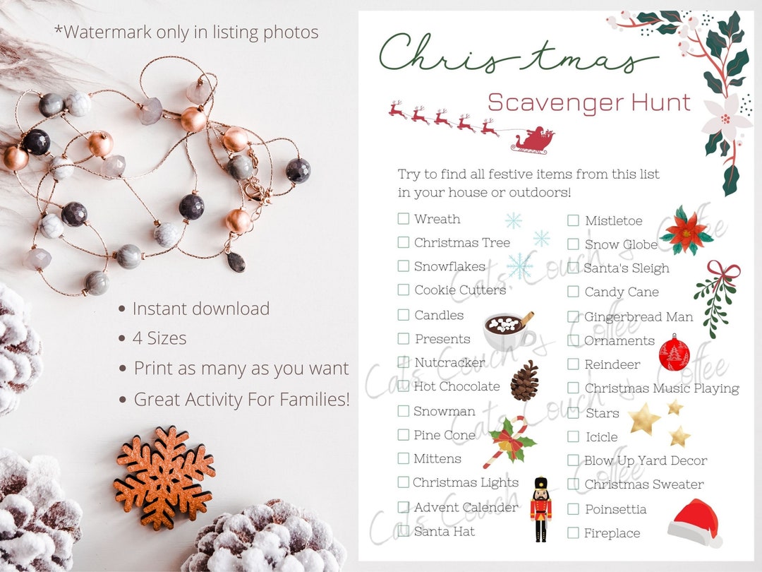 Búsqueda del tesoro navideña imprimible juegos navideños para - Etsy México