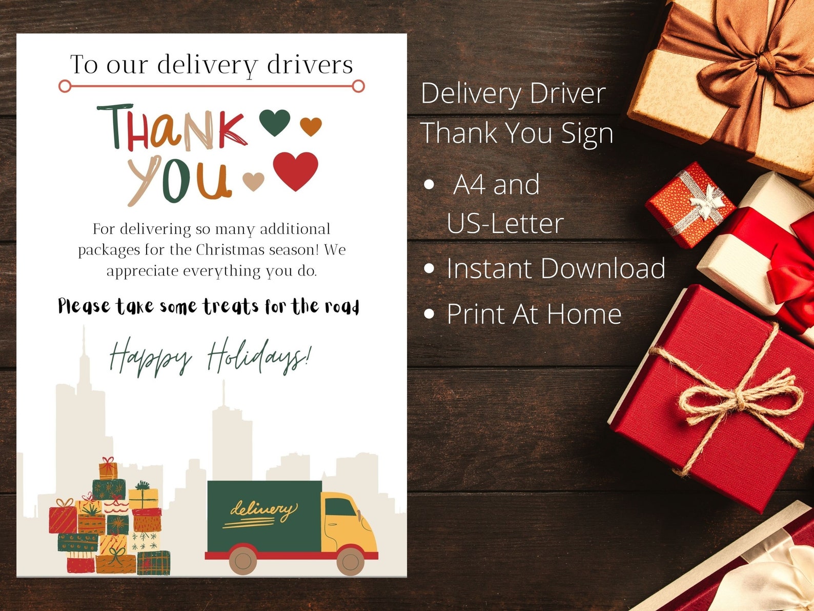 Delivery Driver Snack Sign, Delivery Driver Sign, Thank You Delivery ...