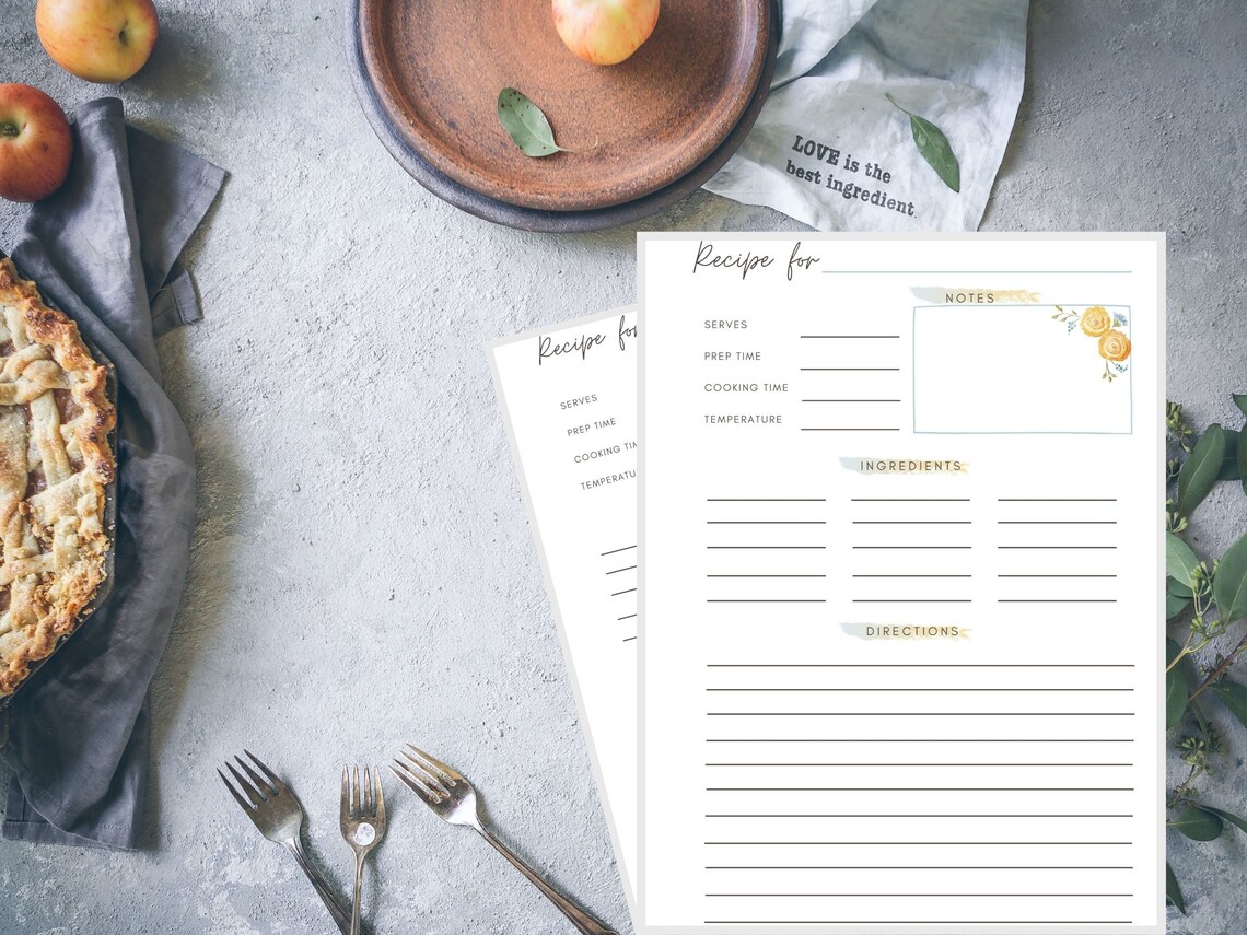 Printable Recipe Template, Recipe Template, Recipe Page Template ...