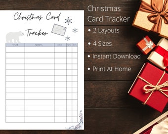 Printable Christmas Card Tracker Christmas Cards to (Instant Download ...