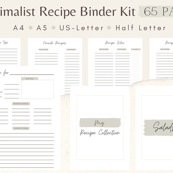 Recipe Book Cover Template - Etsy