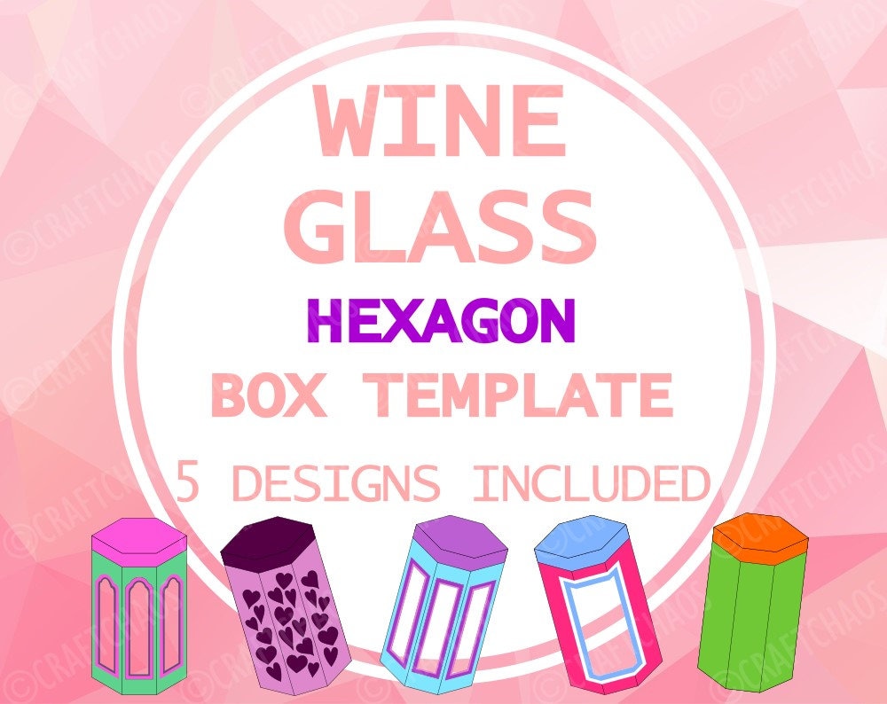 Hexagonal Wine Glass Presentation Box Template - Wine Tumbler, Cricut ...