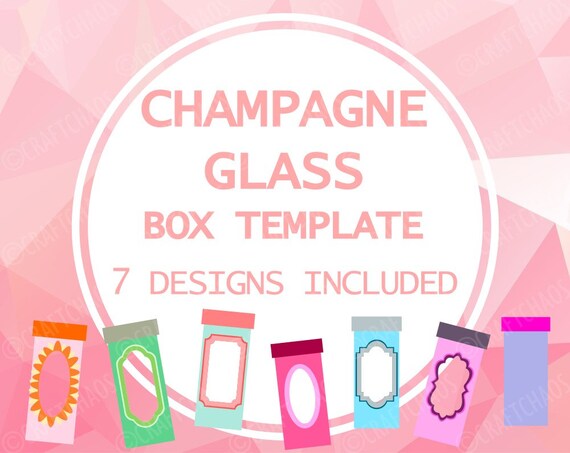 Champagne Glass Presentation Box Template 7 Designs | Etsy