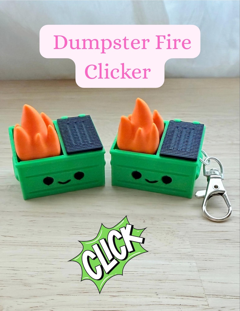 Cute Dumpster Fire Fidget Clicker Keychain - 3D Printed– 3D Printed ...