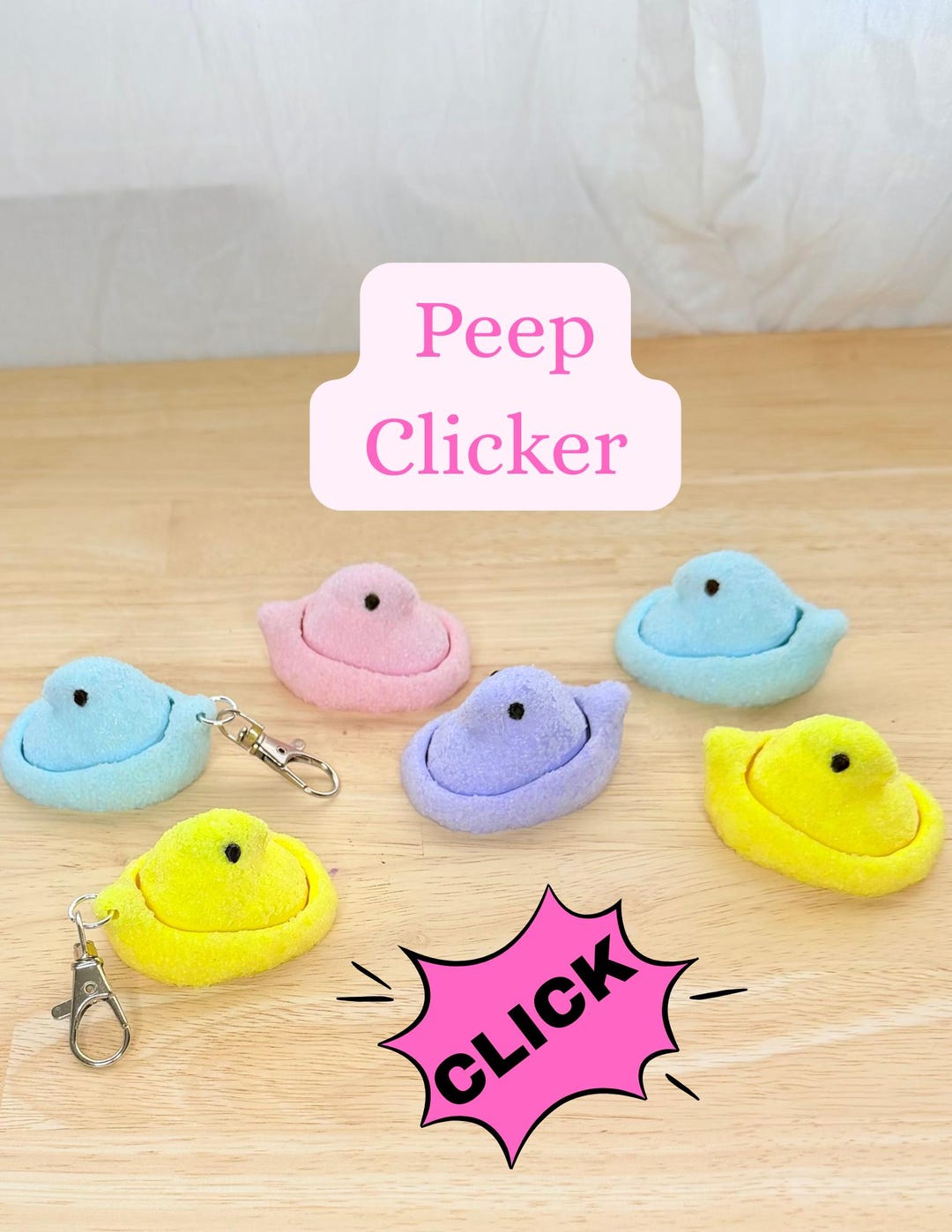 Cute Peep Clicker Fidget Toy - 3D Printed Marshmallow Chick Keychain ...