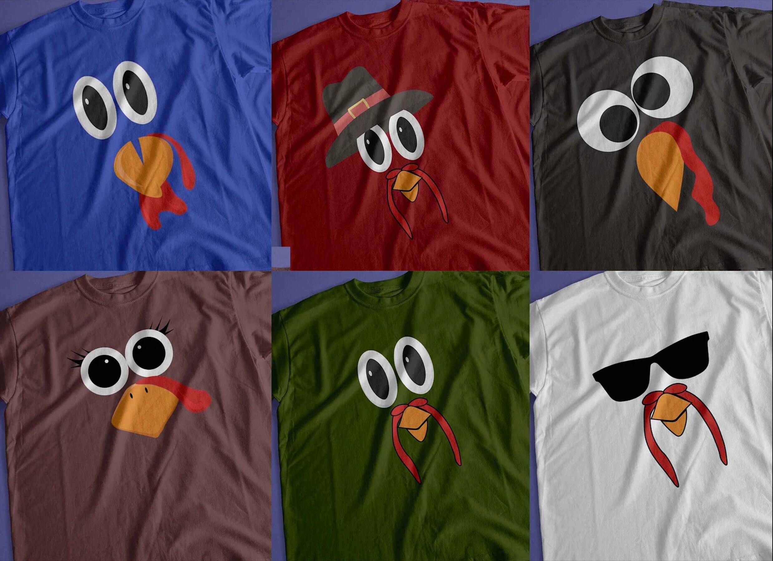 Turkey Face Shirt Bundle Cute Turkey Fall Thanksgiving - Etsy