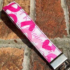Keychain / Wristlet - Pink Ribbon - Etsy