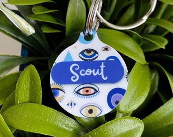 Gift for Spiritual Person Nazar Evil Eye Hamsa Pet Tag. Evil Eye Dog ...