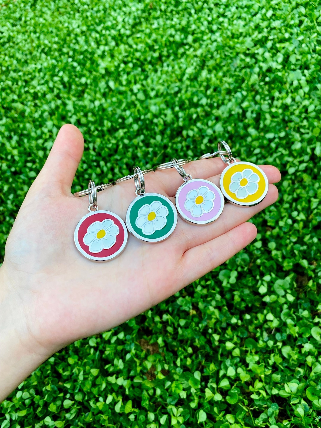 Daisy Floral Personalized Dog Tag, Daisy Cat Tag, Enamel Dog Tag, Daisy ...