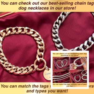 Custom Pearl Chain Dog Collar Necklace With Gold or Silver Pet Tag ...