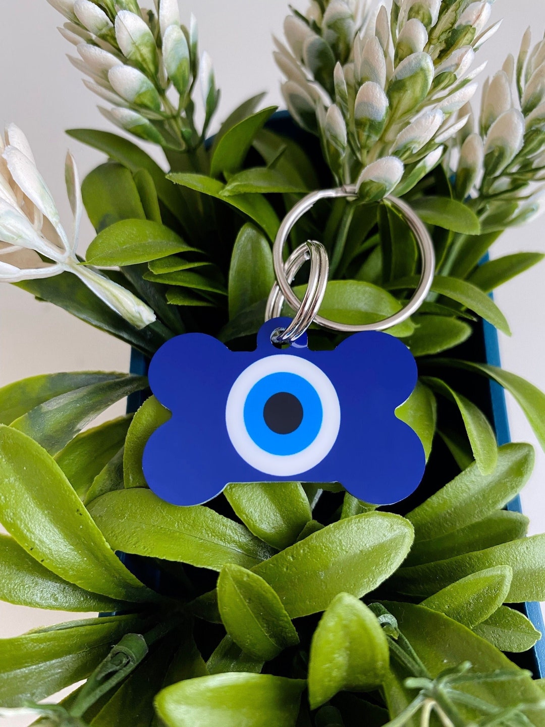 Evil Eye Dog Tag, Bone Dog Name Tag, Evil Eye Pet ID Tag, Dog ID Tag ...