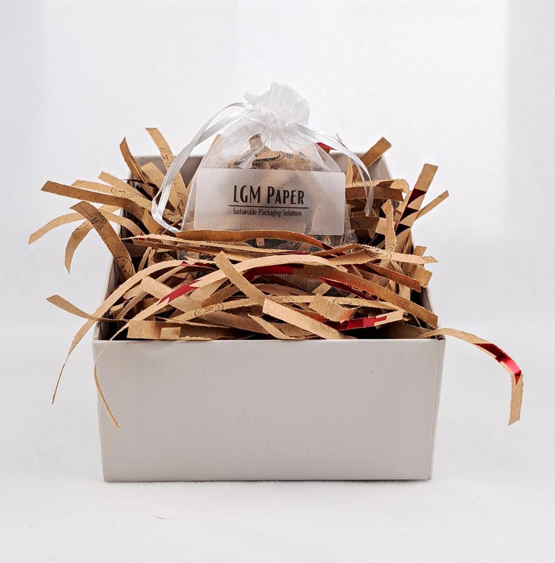 Paper Shred Packing Material Red Metallic Tree on Brown Craft Paper - Etsy