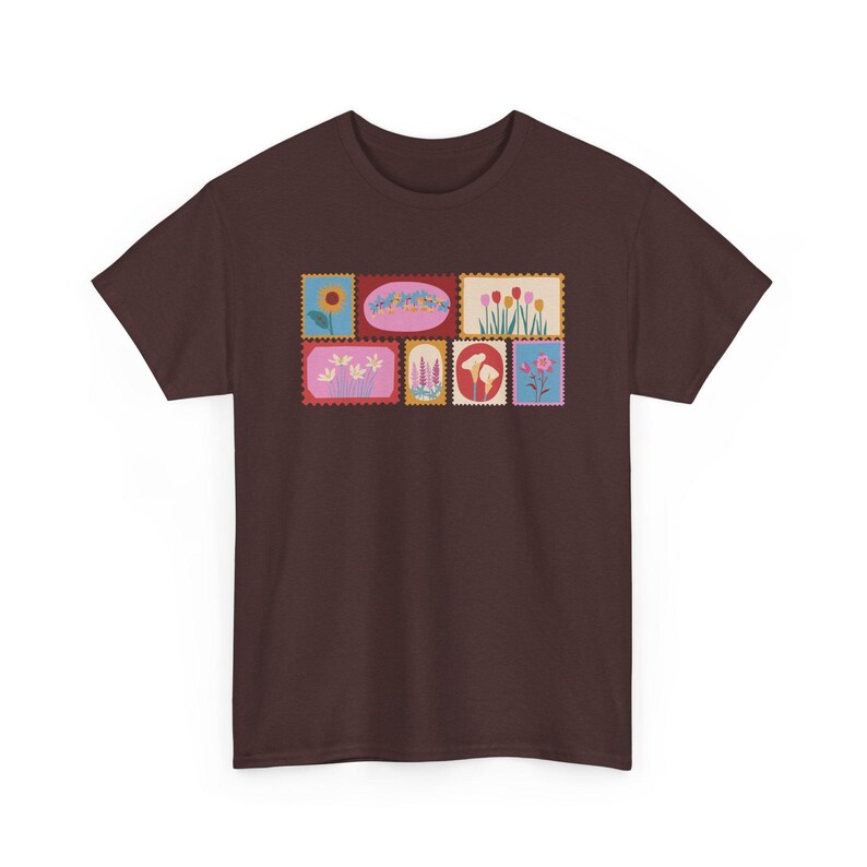 Vintage Retro Flower Stamp T-shirt, Nostalgic Postal Travel Tee ...