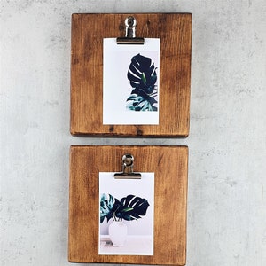 Rustic Wooden Photo Clip Frame Holder | Farmhouse Photo Clipboard ...