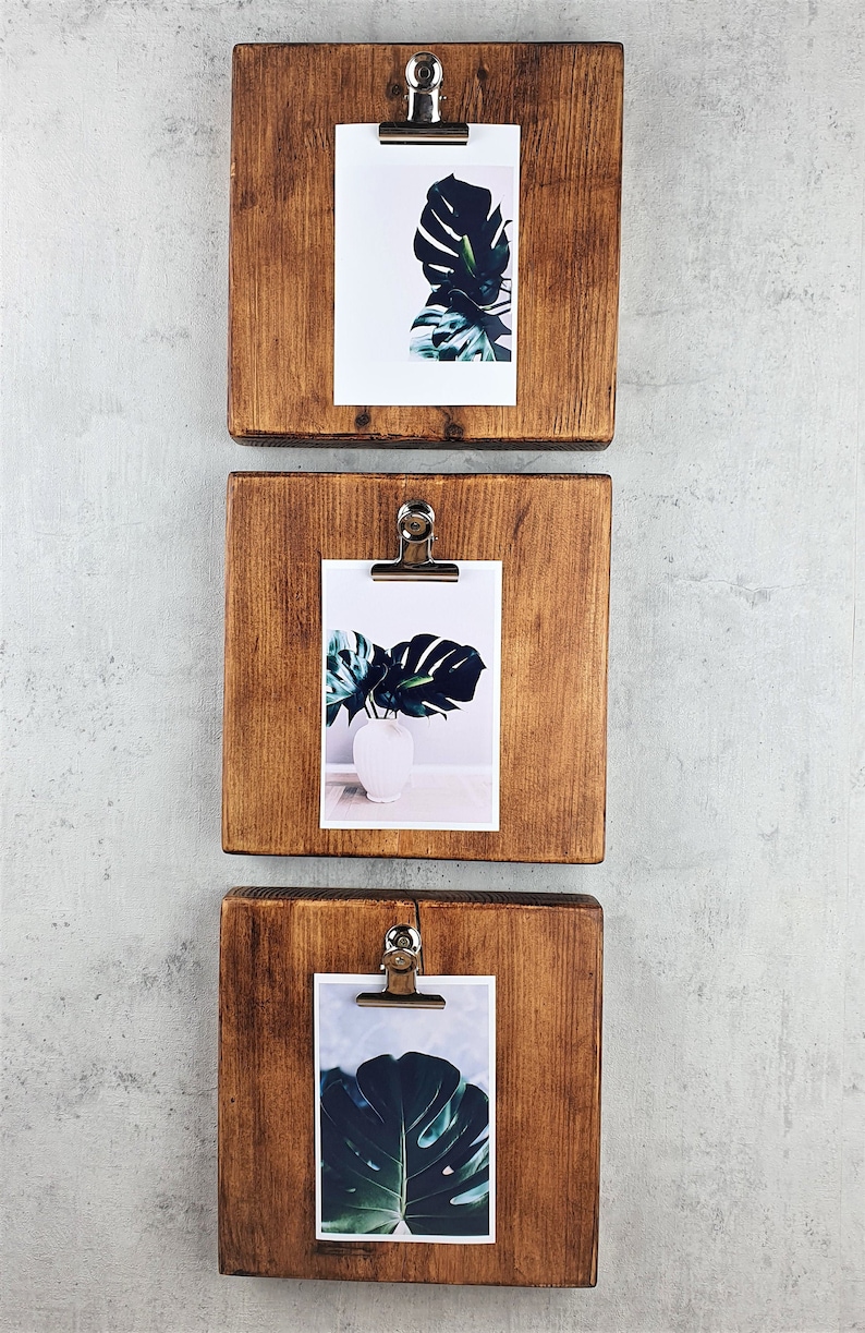 Rustic Wooden Photo Clip Frame Holder | Farmhouse Photo Clipboard ...
