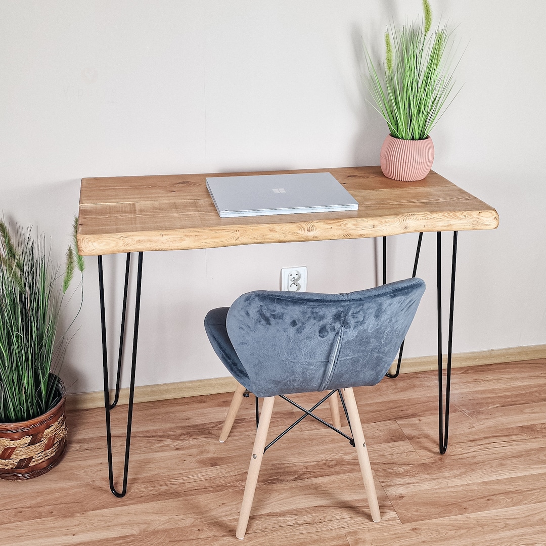 Rustic Live Edge Desk | Solid Pine Home Office Table | Reclaimed Wood ...