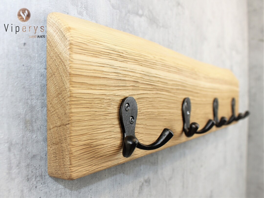 Live Edge Oak Coat Rack , Hallway Hanger, Entryway Waney Edge Board ...