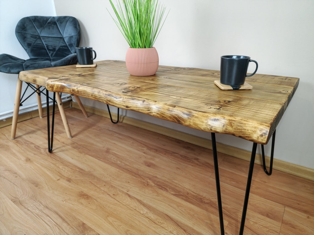 Live Edge Rustic Coffe Table: Solid Wood Farmhouse Furniture, End Table ...