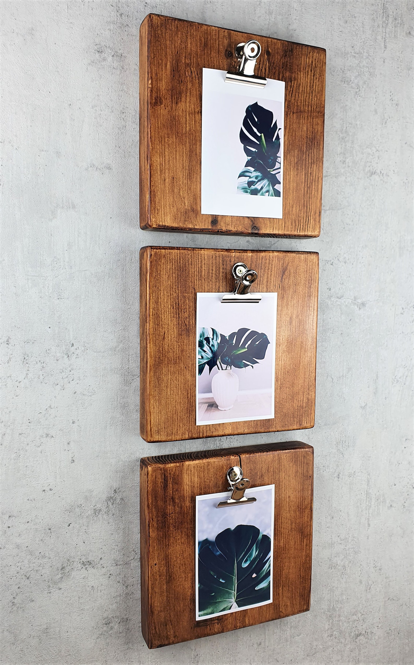 Rustic Wooden Photo Clip Frame Holder | Farmhouse Photo Clipboard ...