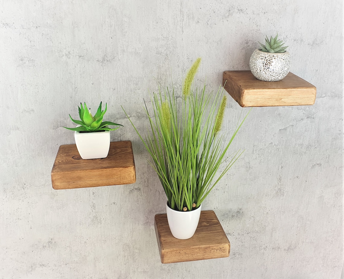 Rustic Mini Floating Shelf 22cm X 22cm Solid Chunky Square - Etsy