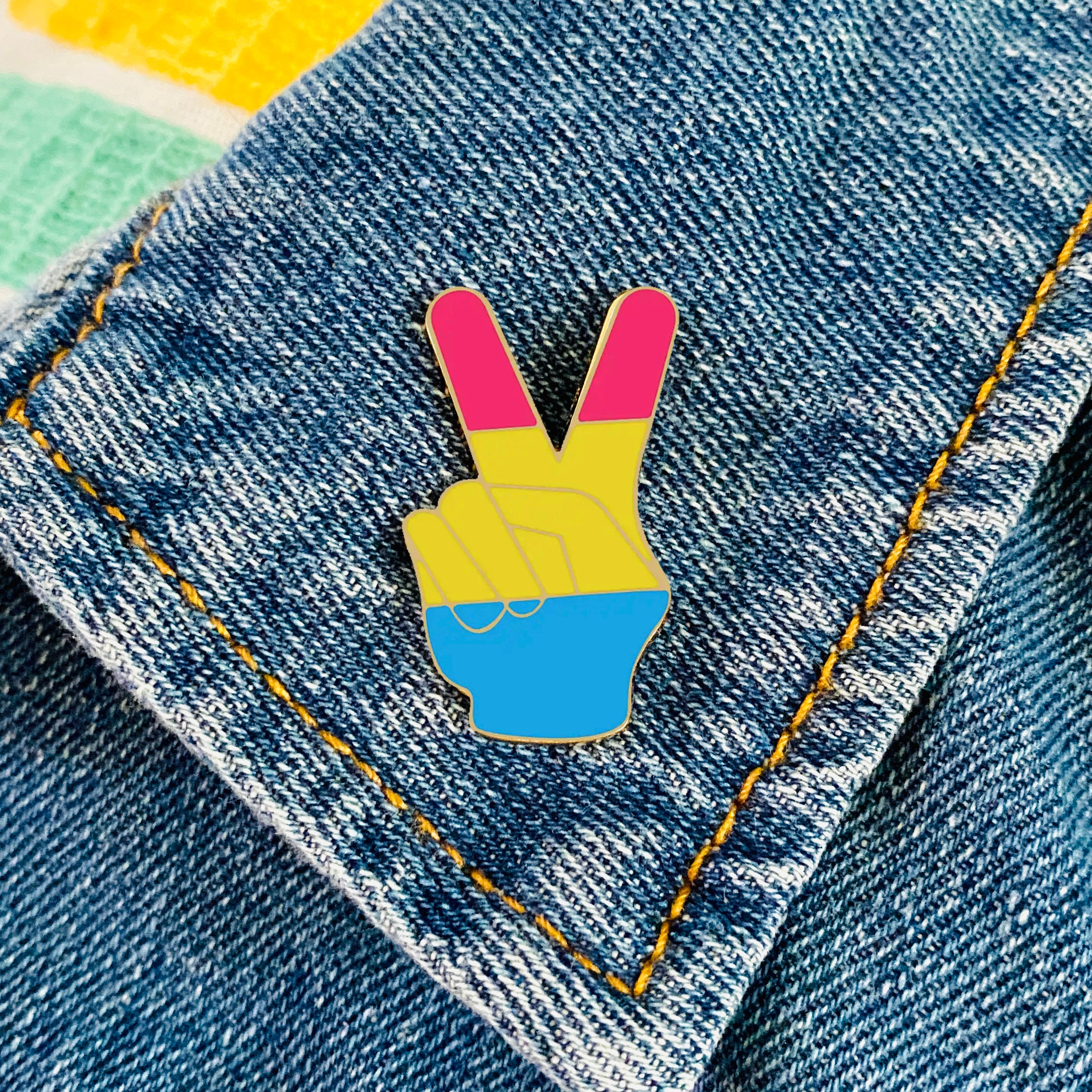 Pansexual Pride Peace Sign Pin Pan Pride Pin Subtle Pride Etsy