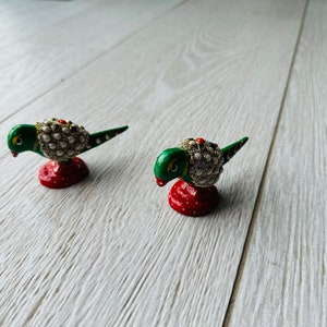 Set of 2 Decorative Jeweled Parrots, Handpainted, Made by Indian ...