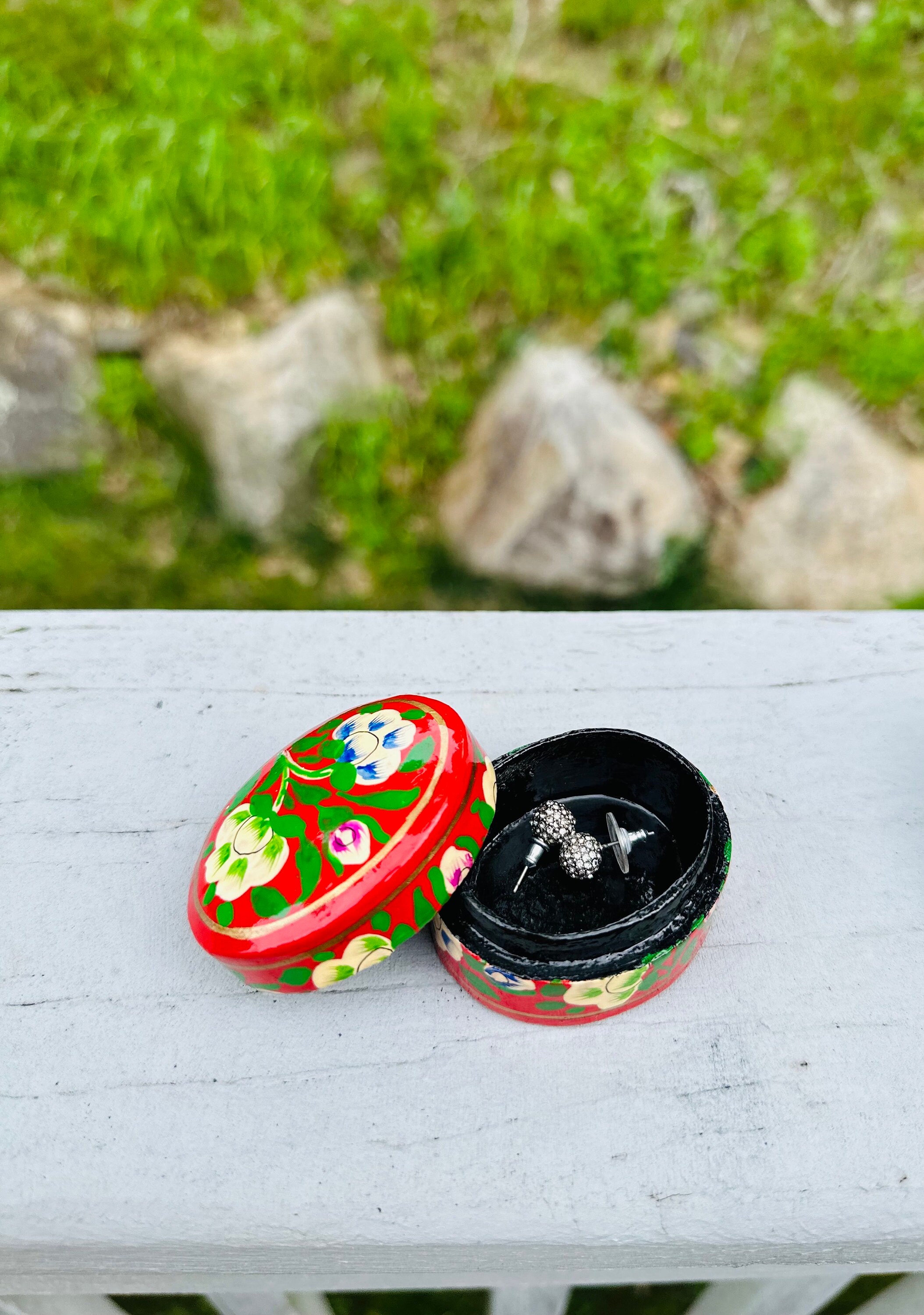 Set of 2 Colorful Handpainted Box, 1 Large Box/ 1 Mini Box , Jewelry ...