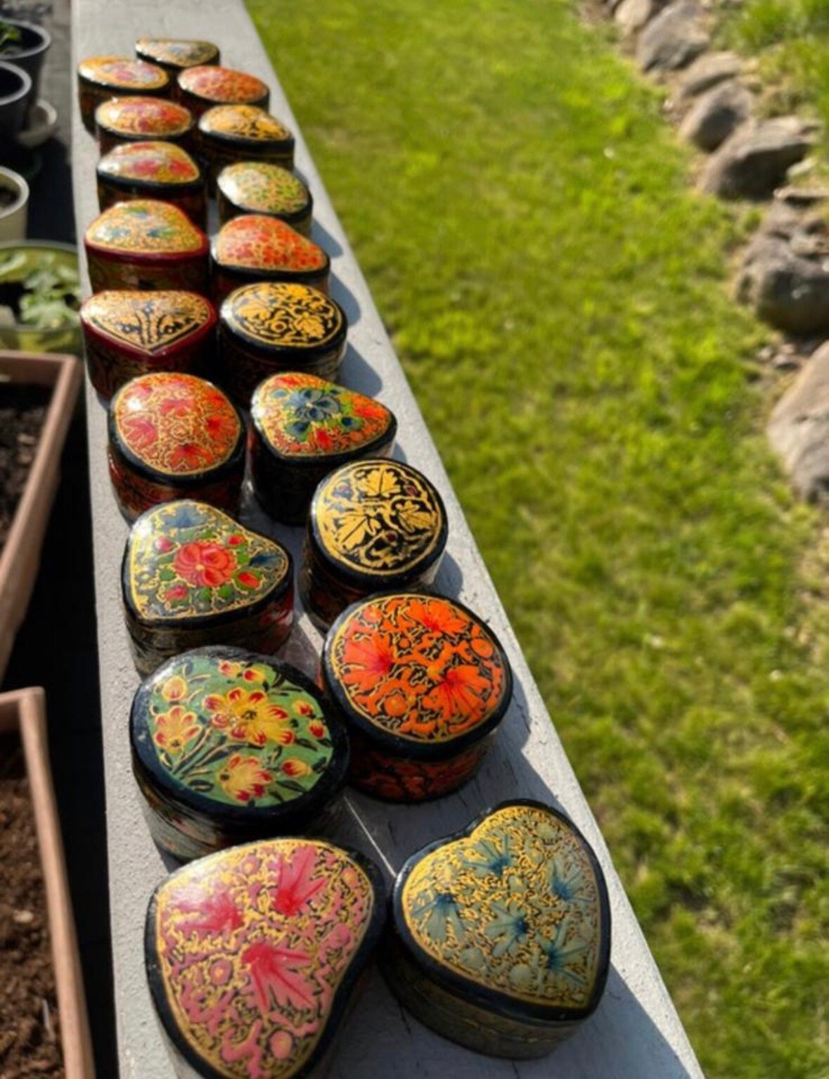 Set of 2 Beautiful Handpainted Small Boxes, Jewelry/trinket/pill/ring ...