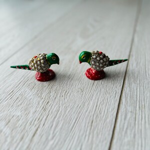 Set of 2 Decorative Jeweled Parrots, Handpainted, Made by Indian ...