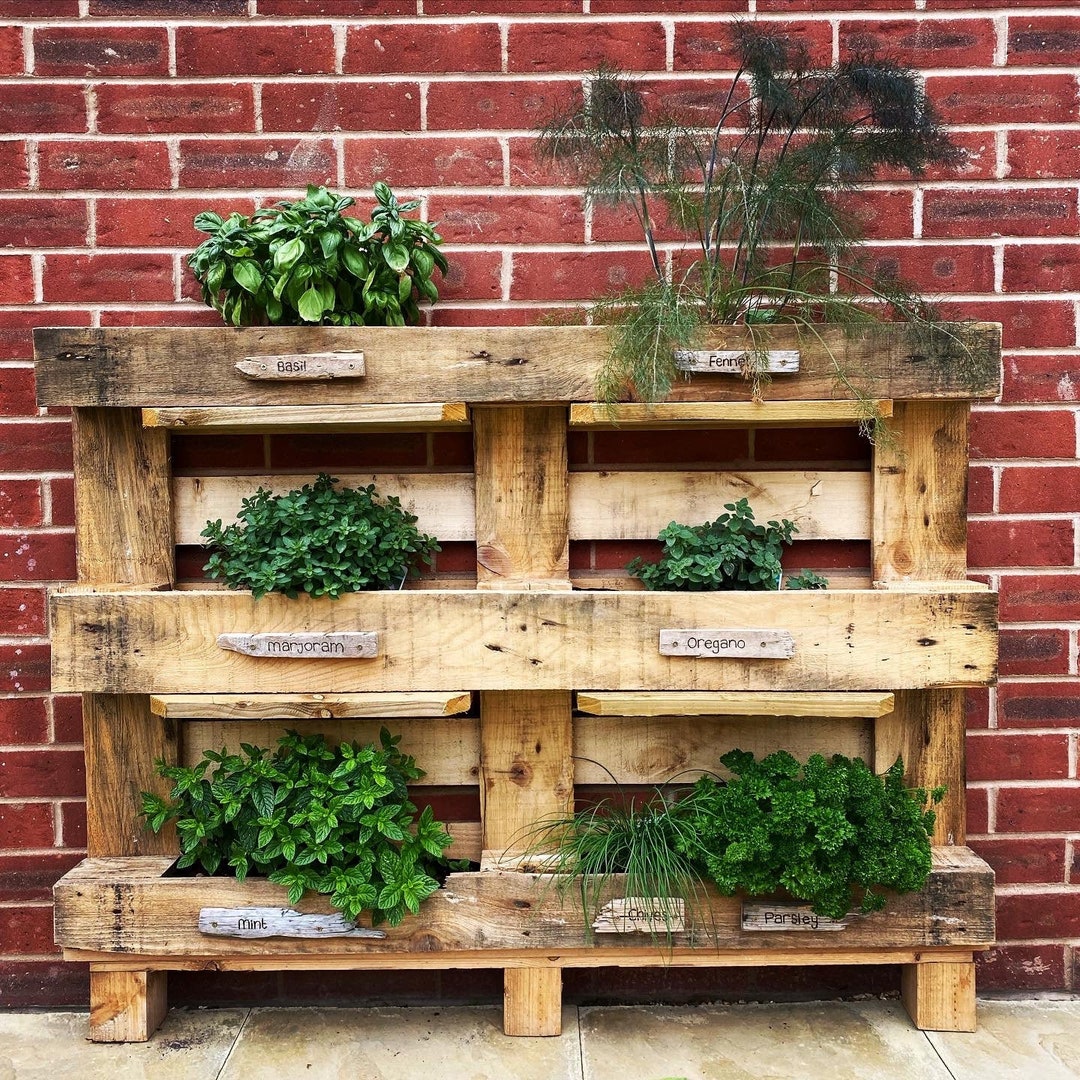 Handmade Pallet Herb Planter: Large Outdoor Rustic Urban Garden With ...
