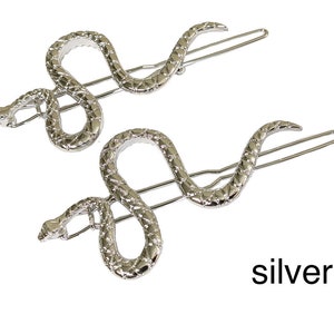 Set of 2 Alloy Metal Snake Hair Clips, Golden Snake Hair Clips, Silver ...