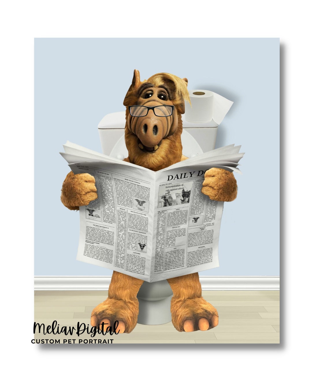 Custom ALF Portrait With Your Pet's Face Personalized 80s and 90s ...
