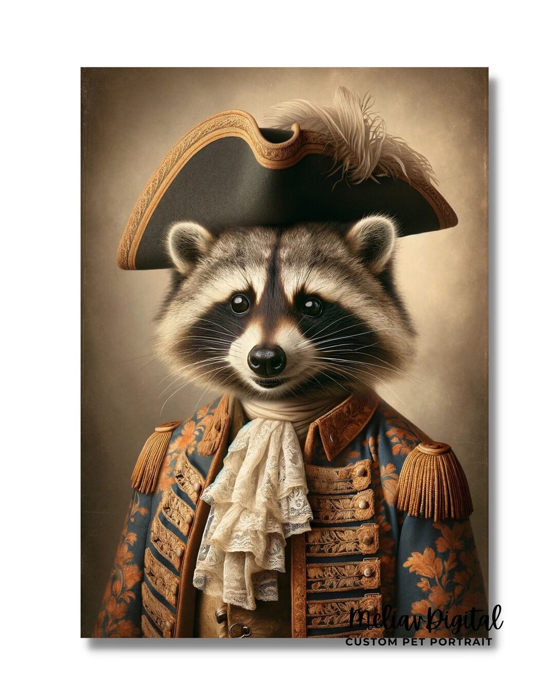 Animal Portrait in Renaissance Art Style Print Vintage Animal ...
