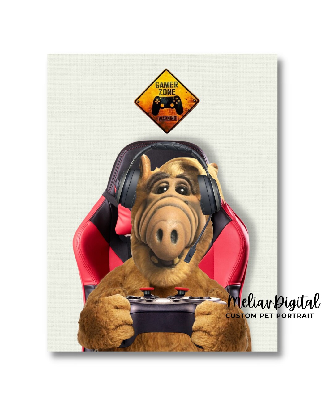Custom ALF Portrait With Your Pet's Face Personalized 80s and 90s ...