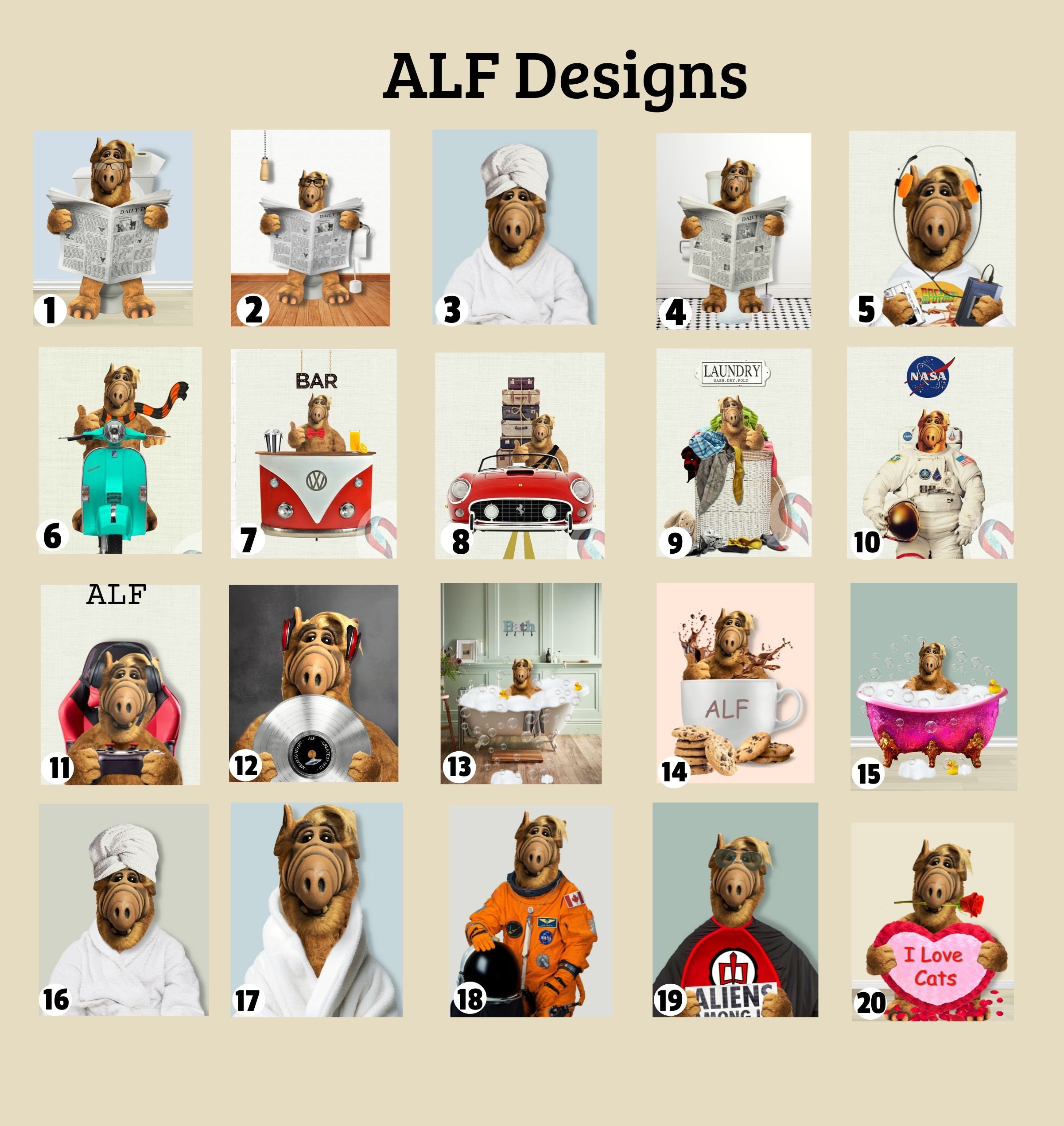 Custom ALF Portrait With Your Pet's Face Personalized 80s and 90s ...