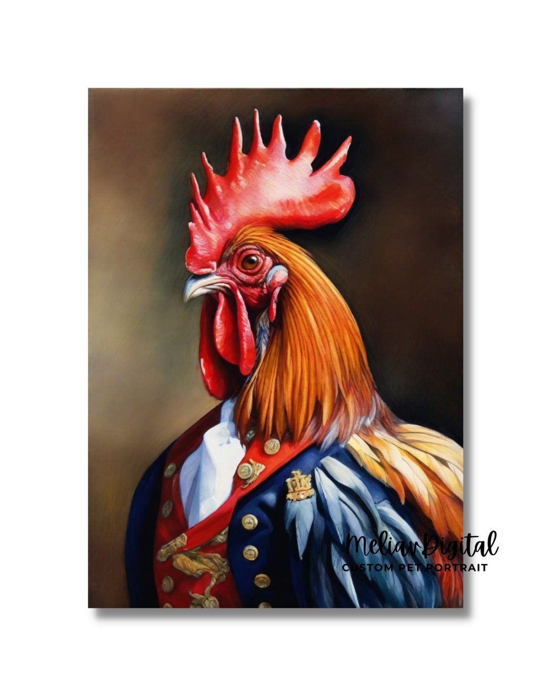 Rooster Animal Portrait in Renaissance Art Style Print Vintage Animal ...