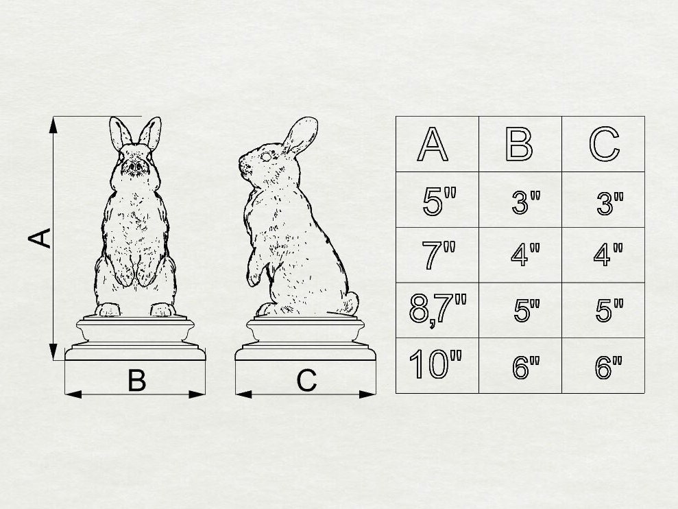 Easter Bunny Statue of Wood, Rabbit Wooden Finial for Staircase Newel ...