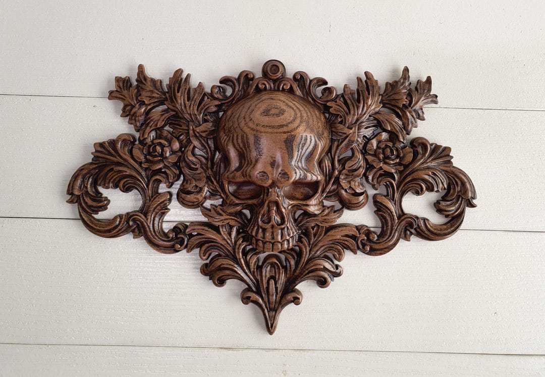 Skull Baroque Plaque, Gothic Skull Decor, Painted - Etsy