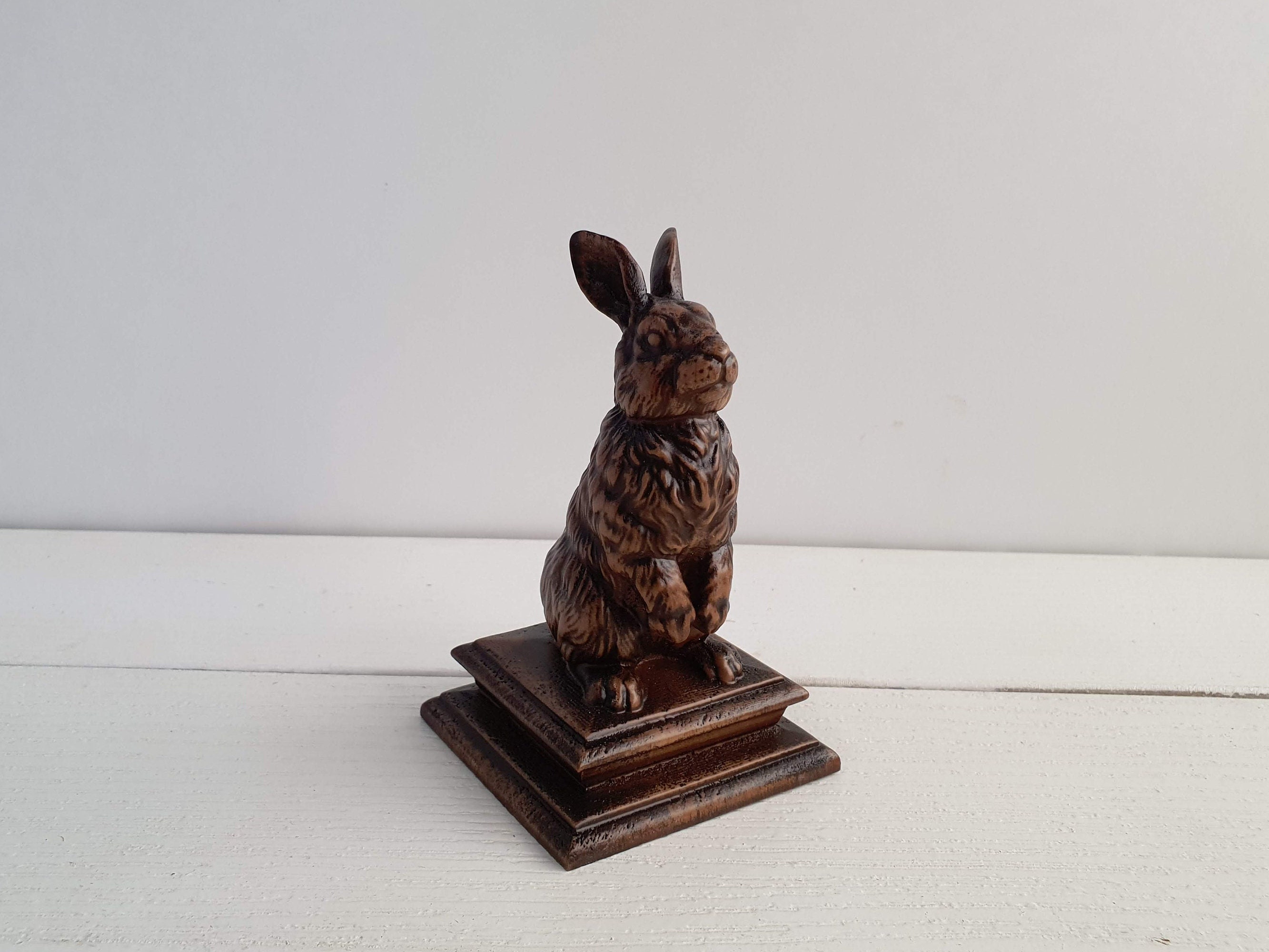 Easter Bunny Statue of Wood Rabbit Wooden Finial for - Etsy