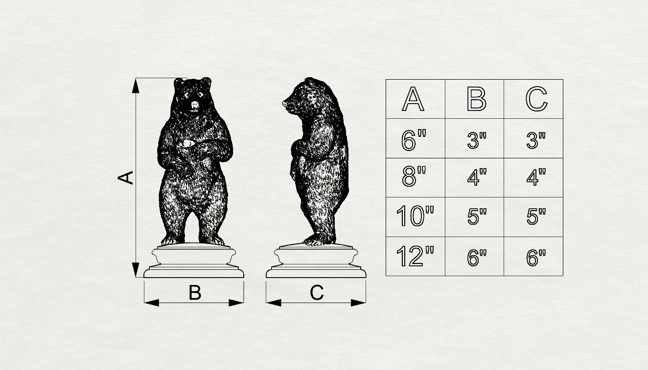 Bear Statue of Wood, Bear Wooden Finial for Staircase Newel Post, 1pc ...
