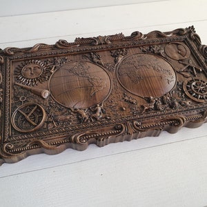 Antique Wooden World Map:" Feel the Touch of History", Home and Office ...