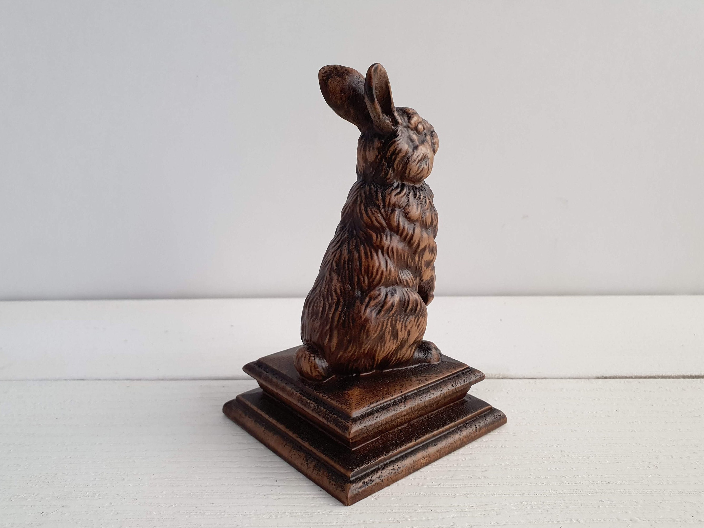 Easter Bunny Statue of Wood Rabbit Wooden Finial for - Etsy