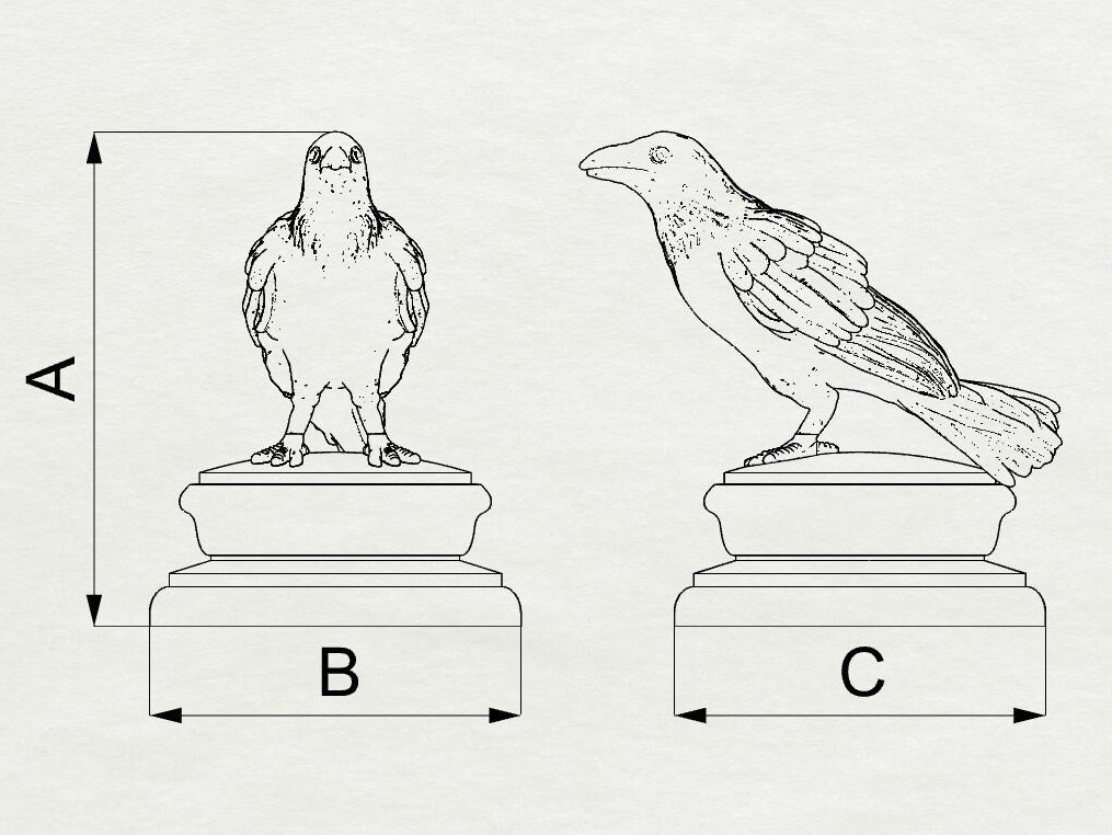 Raven Wooden Finial for Staircase, 1 Ps, Crow Finial Bed Post, Raven ...