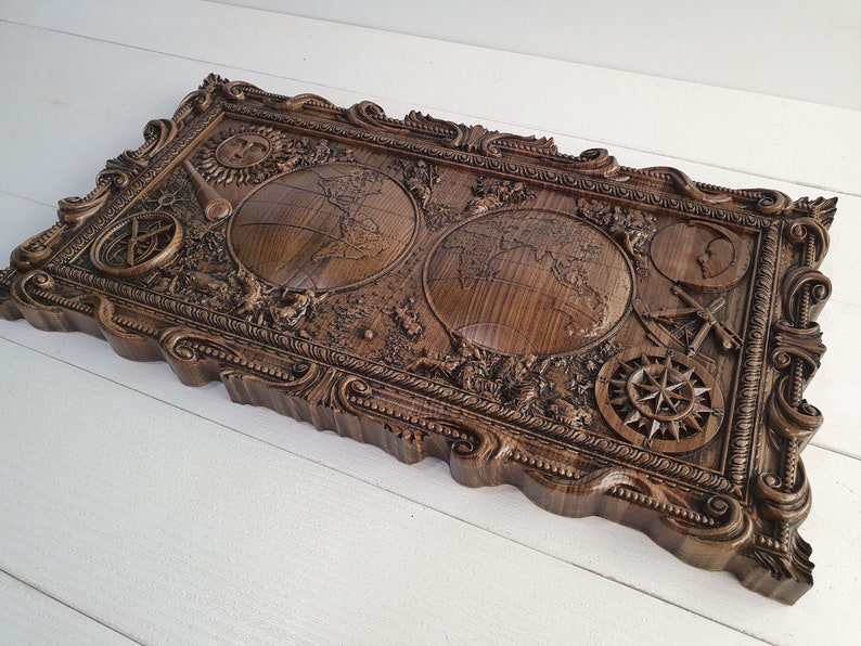 Antique Wooden World Map:" Feel the Touch of History", Home and Office ...