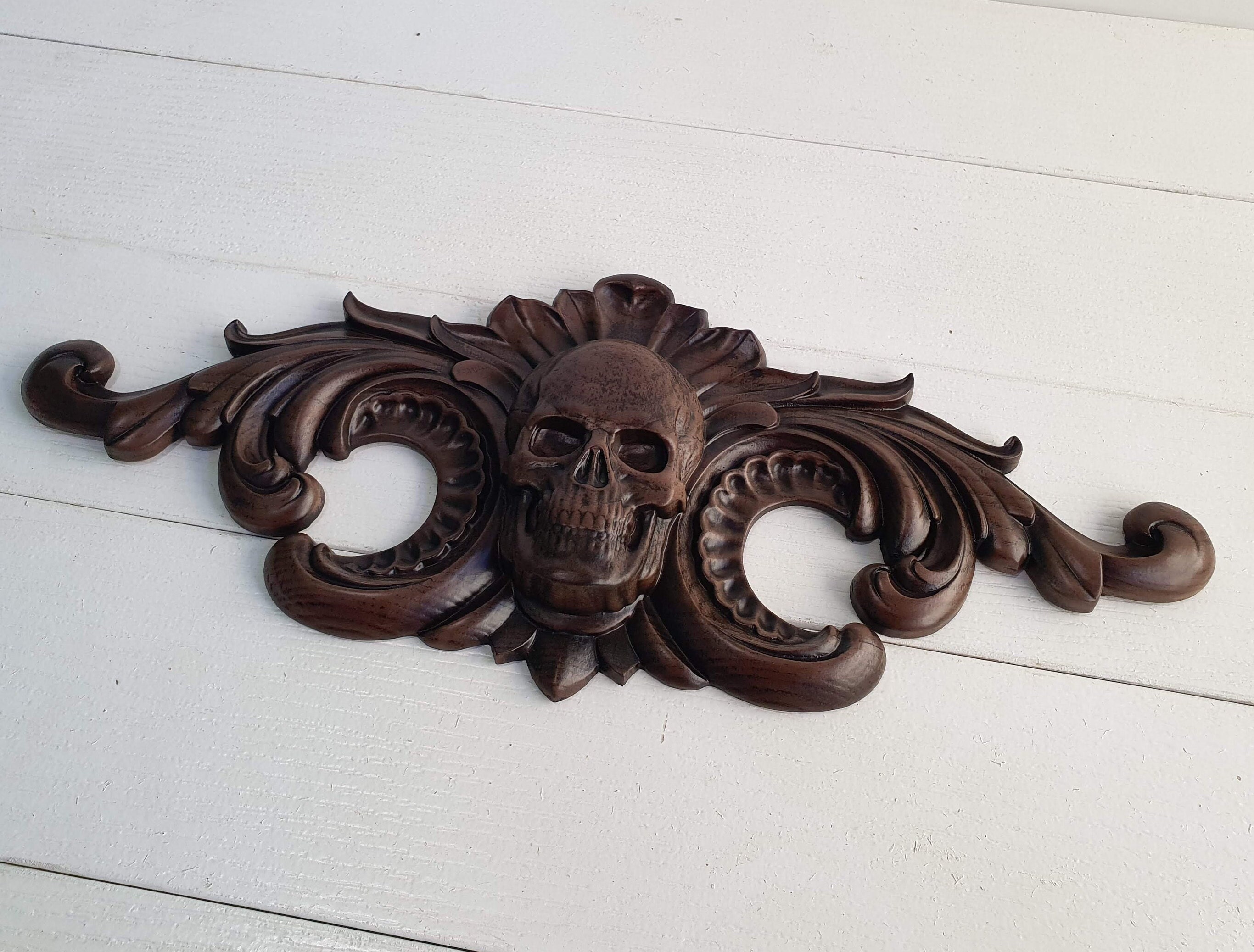 Skull Baroque Plaque Gothic Skull Decor Painted - Etsy